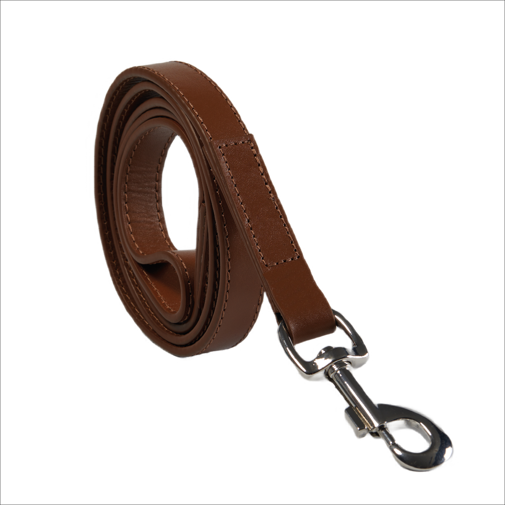 Sustainable Designer Leather Dog Lead, Brown