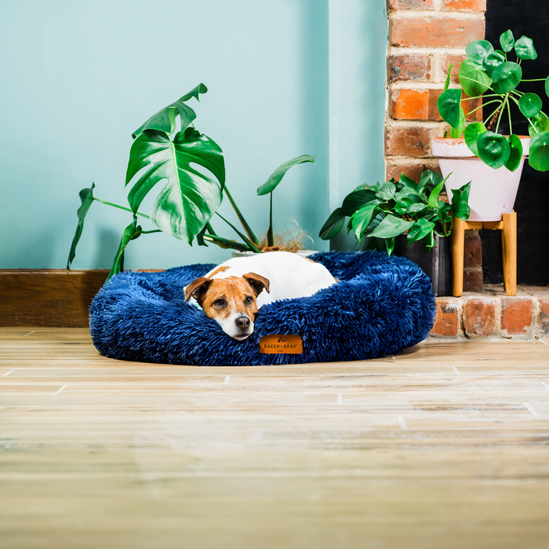 Donut Dog Bed | Eco Friendly Luxury Calming Donut Dog Bed, Navy